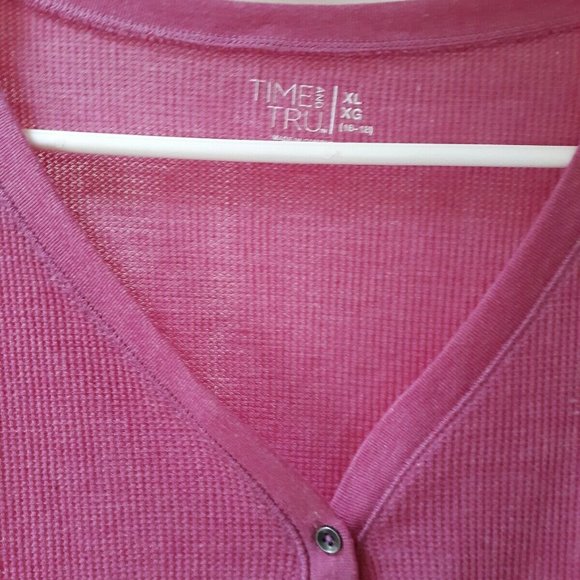 Time and Tru | Tops | Time And Tru Xl Pink Thermal Henleynew | Poshmark